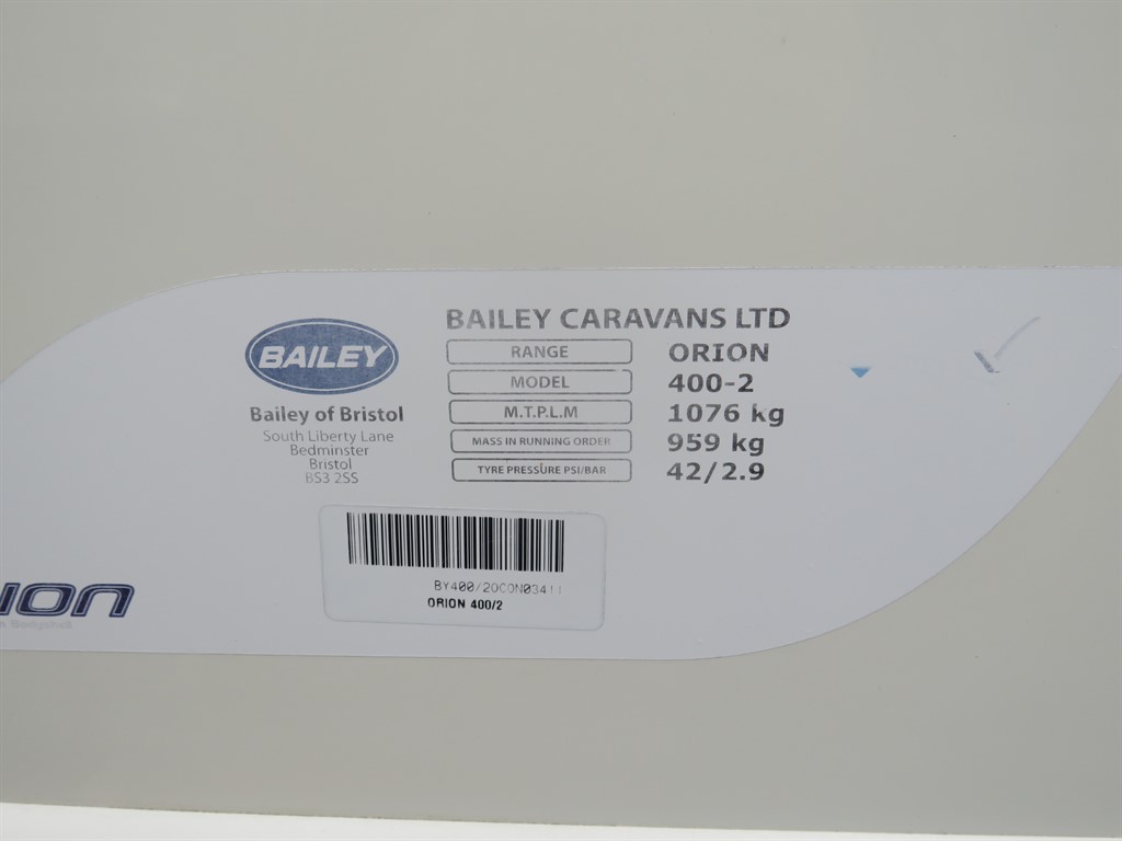 Used Bailey Orion 400/2 Compact and Lightweight 2 Berth with Awning and ...