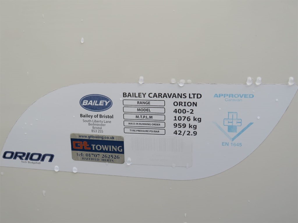 Used Bailey Orion 400/2 Compact Lightweight 2 Berth for sale in Sandy ...